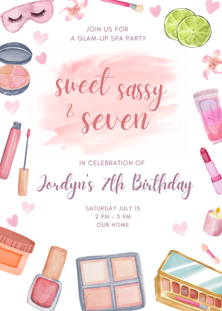 “Sweet Sassy & Seven” Glam-Up Spa 7th Birthday Party – That Celebration ...